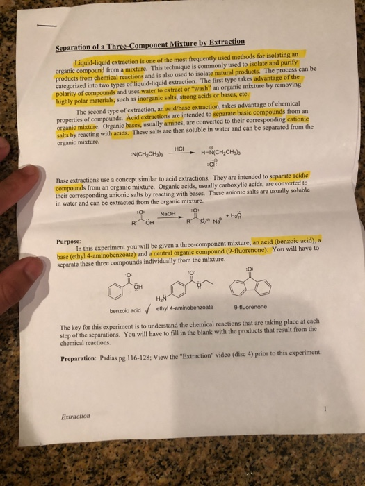 Solved Separation Of A Three Component Mixture By Extract