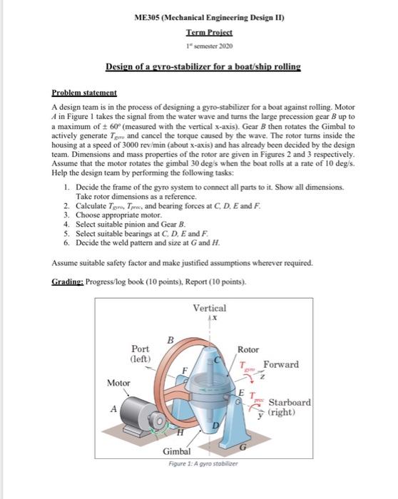 ME305 (Mechanical Engineering Design II) Term Project | Chegg.com
