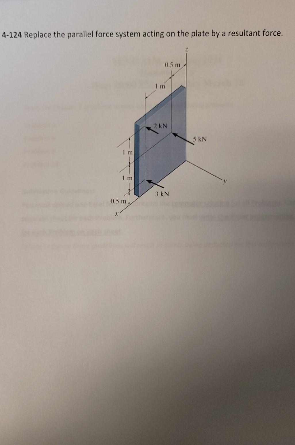 Solved 4-124 Replace the parallel force system acting on the | Chegg.com