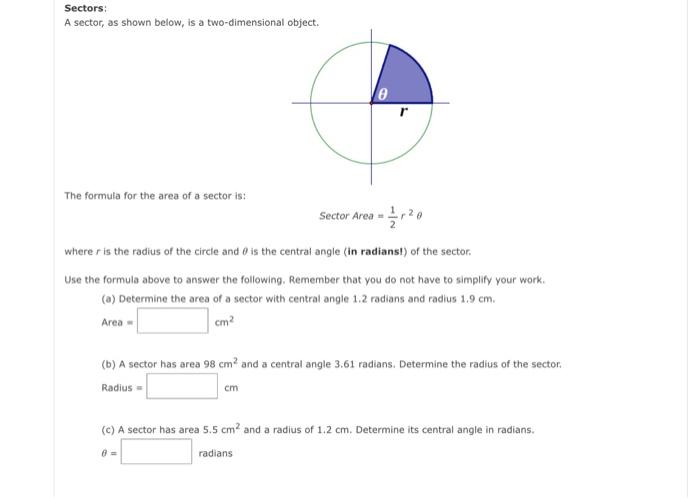 Solved Sectors: A sector, as shown below, is a | Chegg.com