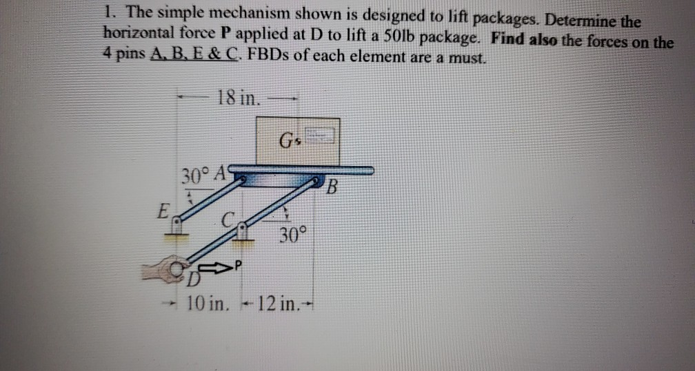 Solved 1. The simple mechanism shown is designed to lift | Chegg.com