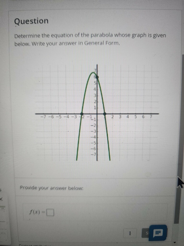 Solved QuestionDetermine the equation of the parabola whose | Chegg.com