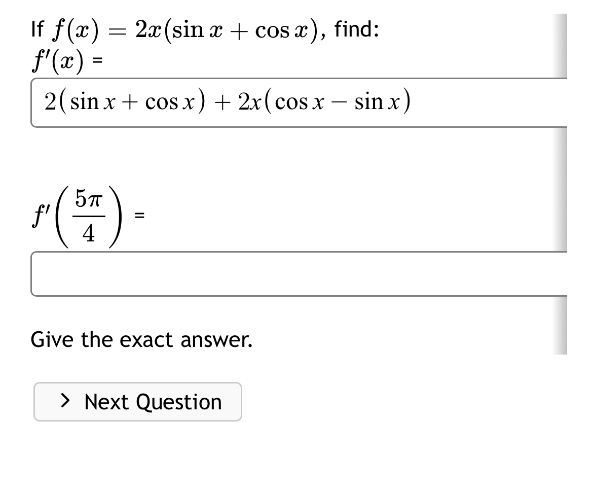 Solved If f(x)=2x(sinx+cosx), | Chegg.com