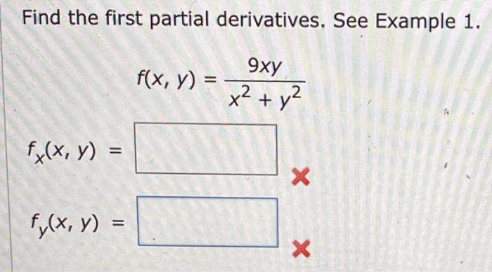 Solved Find the first partial derivatives. See Example 1. | Chegg.com