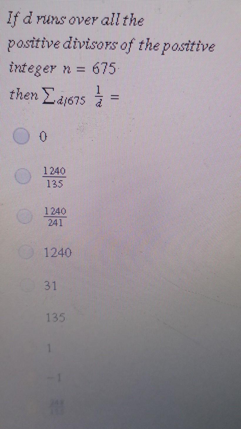 Solved If d runs over all the positive divisors of the | Chegg.com