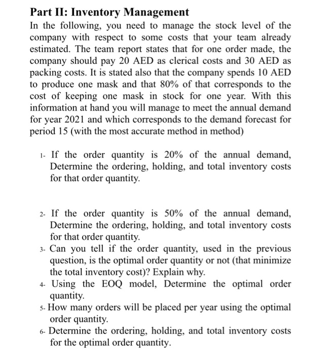 Solved Case Study: Demand Forecast, Inventory Management and | Chegg.com