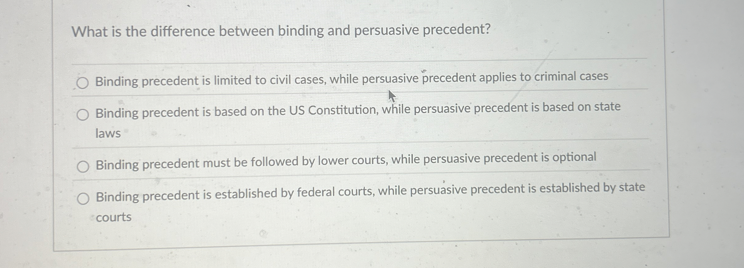 Solved What is the difference between binding and persuasive | Chegg.com