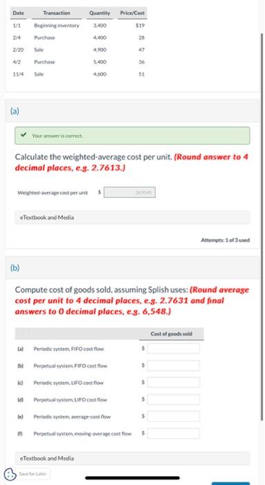 Solved Calculate the weighted-average cost per unit. (Round | Chegg.com