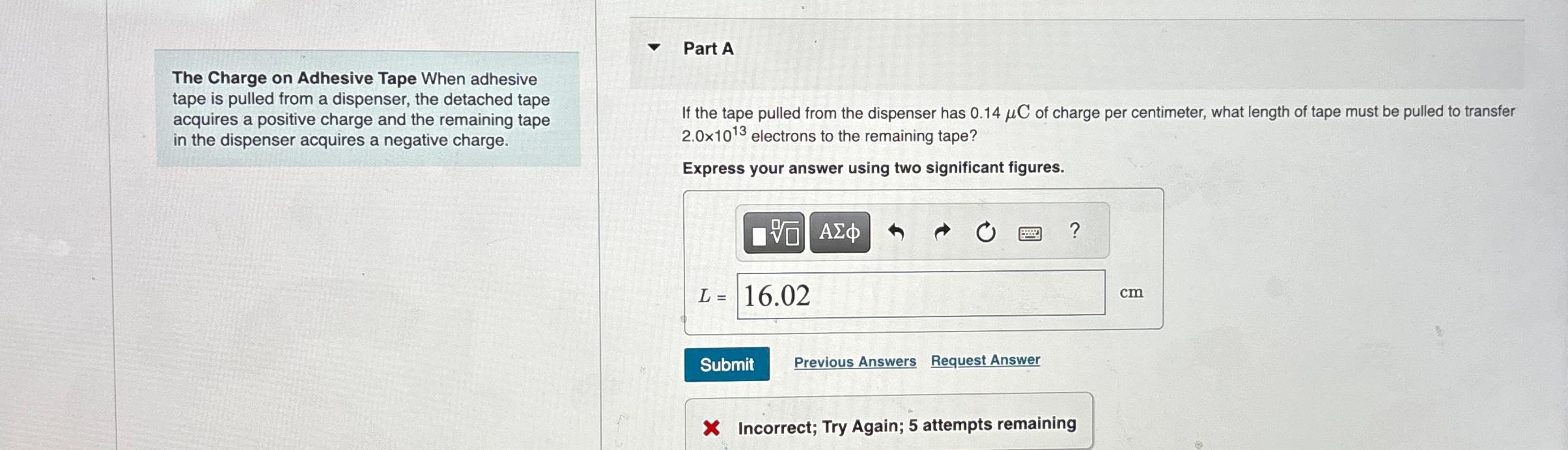 Solved The Charge on Adhesive Tape When adhesive tape is | Chegg.com
