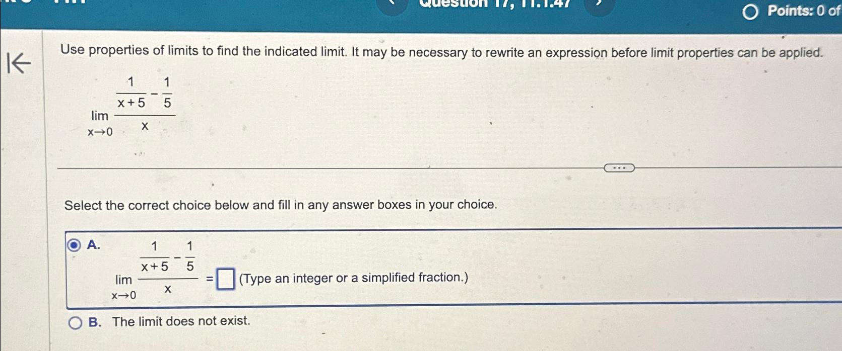 Solved Use properties of limits to find the indicated limit. | Chegg.com