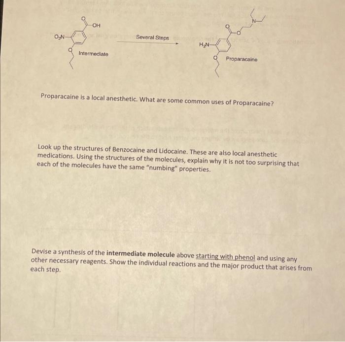 Several Steps Proparacaine is a local anesthetic. | Chegg.com