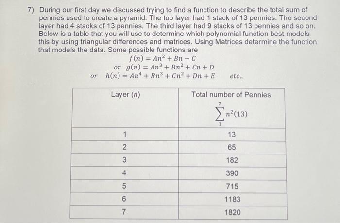Solved During our first day we discussed trying to find a | Chegg.com