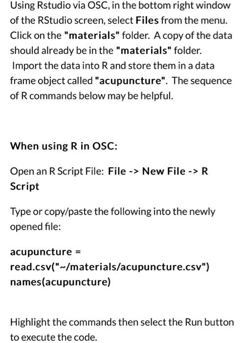 Using Rstudio via OSC, in the bottom right window of | Chegg.com