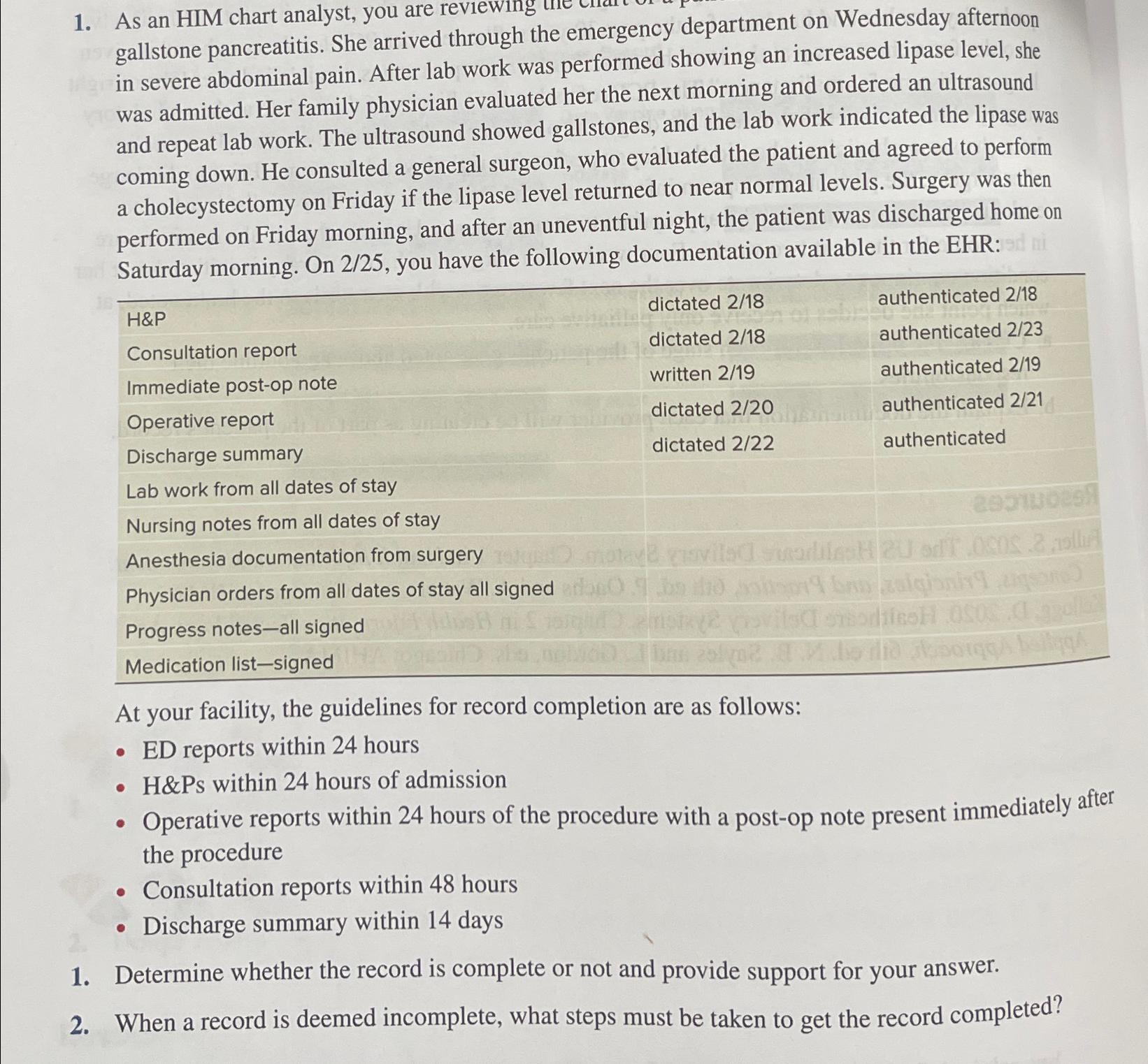 Solved As an HIM chart analyst, you are reviewing the | Chegg.com