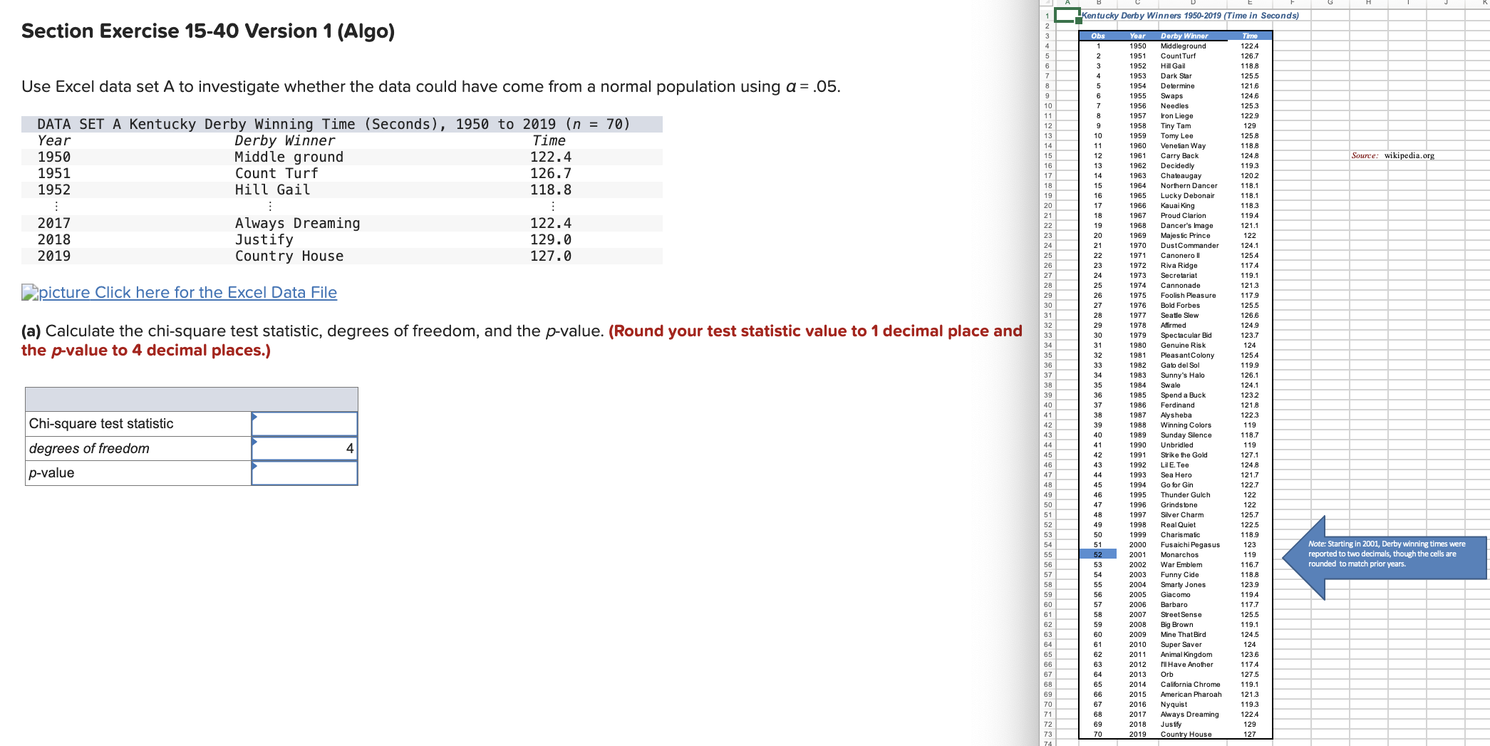 Solved Section Exercise 15-40 ﻿Version 1 (Algo)Use Excel | Chegg.com