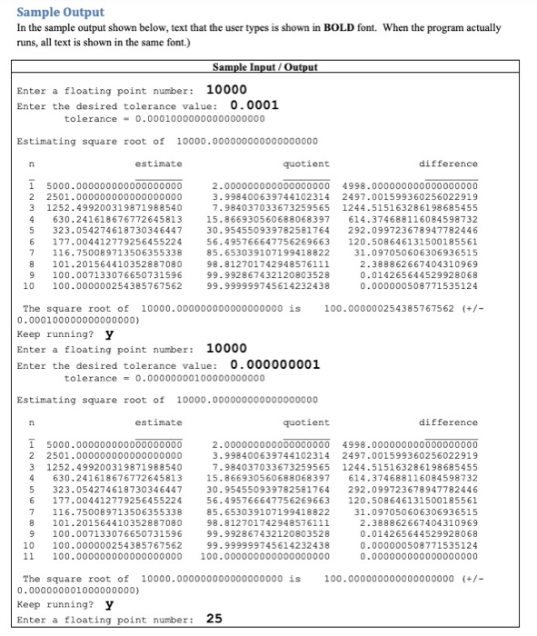 Solved Design The Square Root Program The Program Must Have 0192