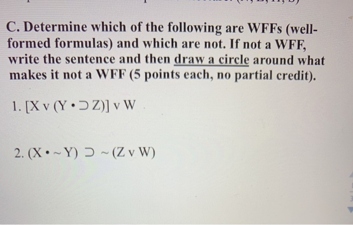 Solved DID C. Determine which of the following are WFFs | Chegg.com