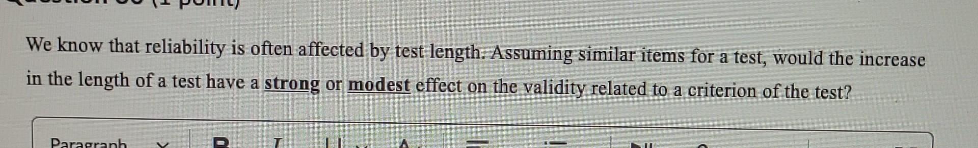 Solved We know that reliability is often affected by test | Chegg.com