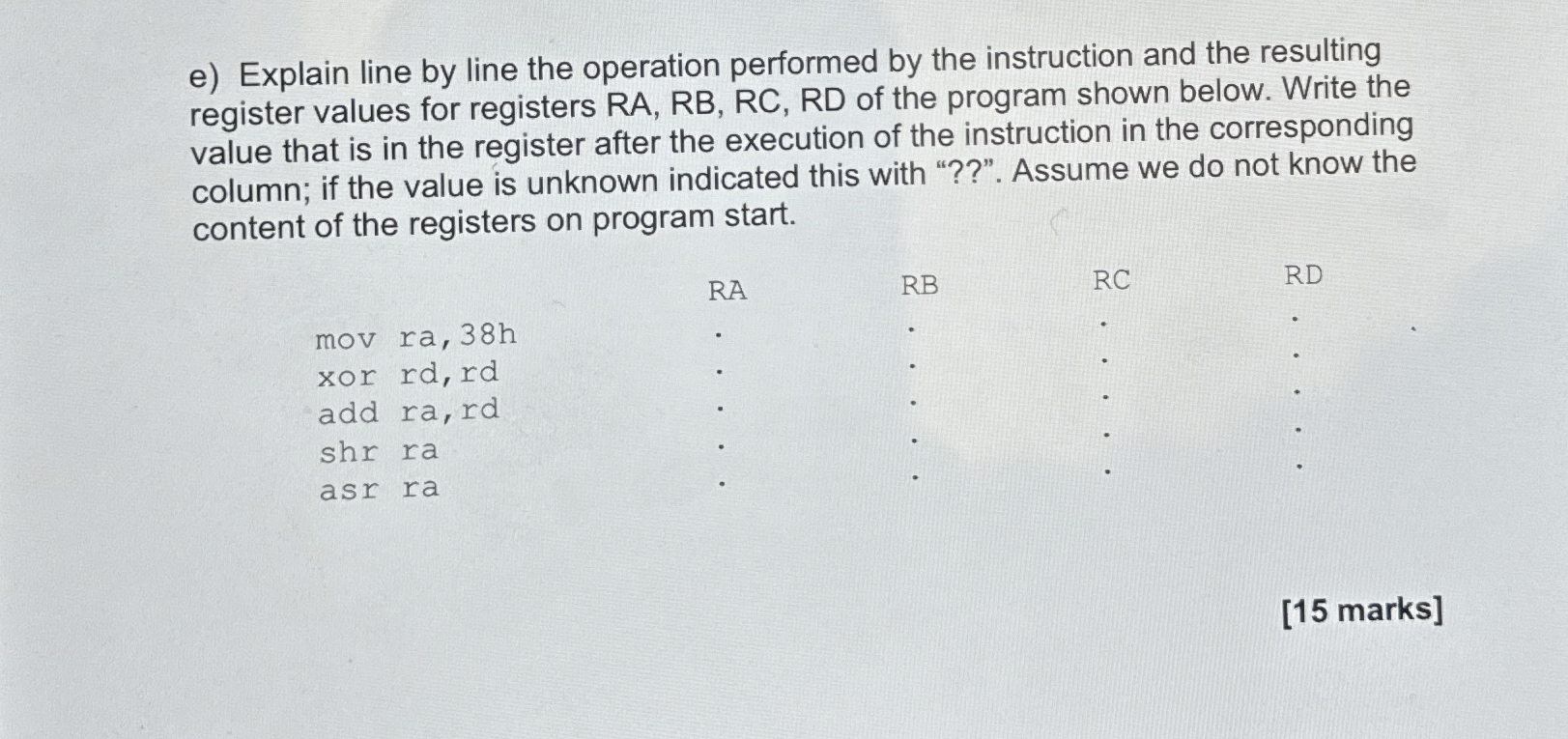 Solved e) ﻿Explain line by line the operation performed by | Chegg.com
