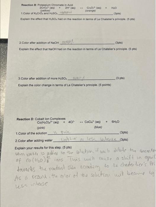 Solved Reaction B. Potasslum Chromate in Acid 2CrO2 (aq) | Chegg.com