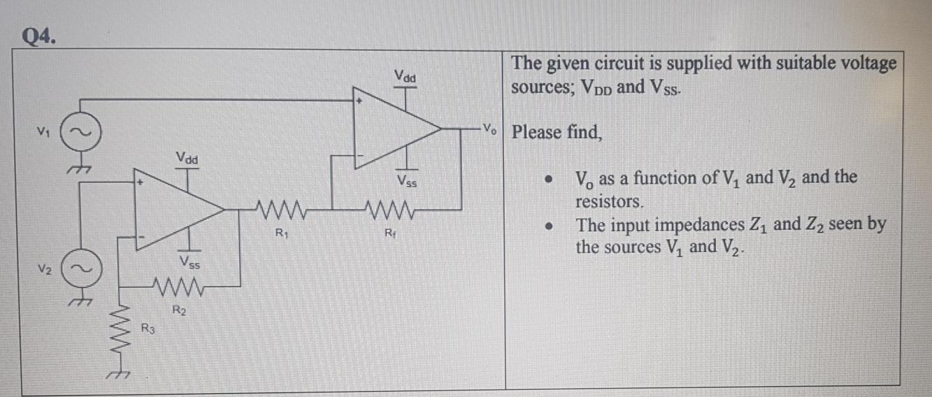 Solved Q4. Vad The given circuit is supplied with suitable | Chegg.com