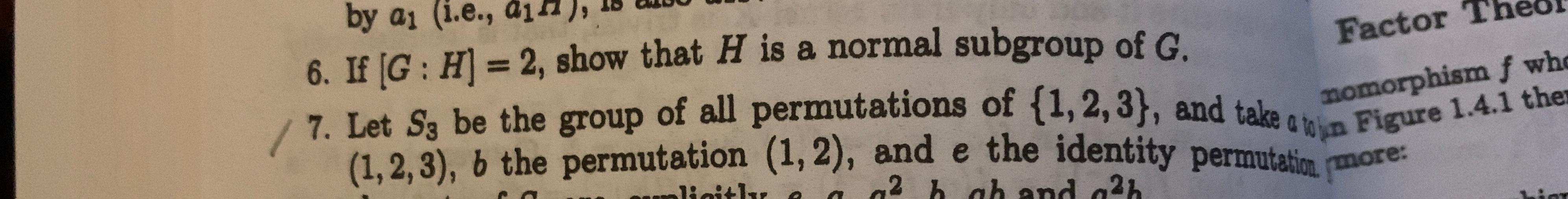 Solved If [G:H]=2, show that H is a normal subgroup of | Chegg.com
