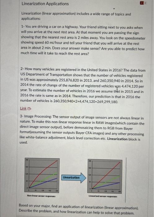 Solved Linearization Applications 21 2 Linearization Linear
