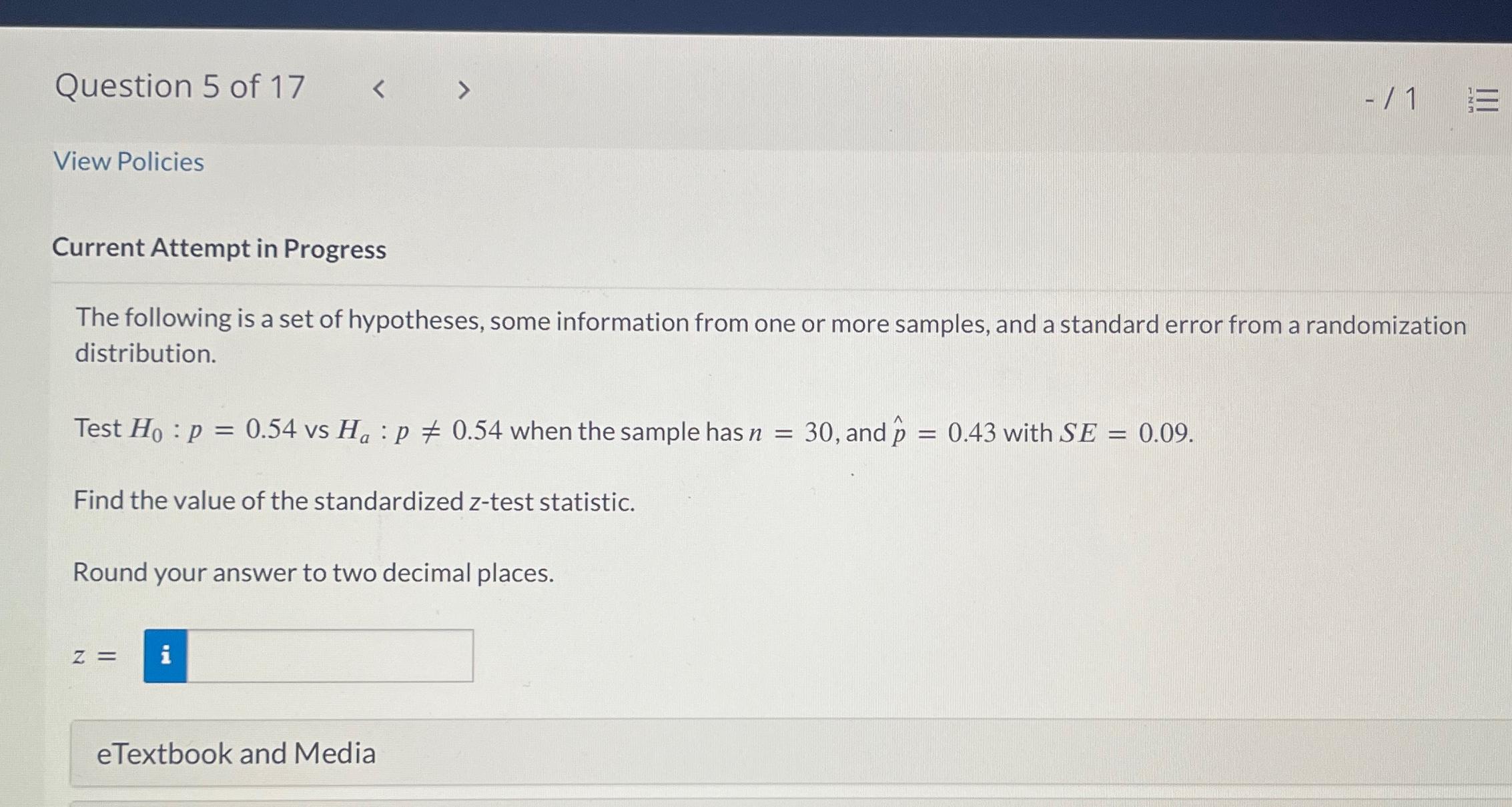 Solved Question 5 ﻿of 17View PoliciesCurrent Attempt in | Chegg.com