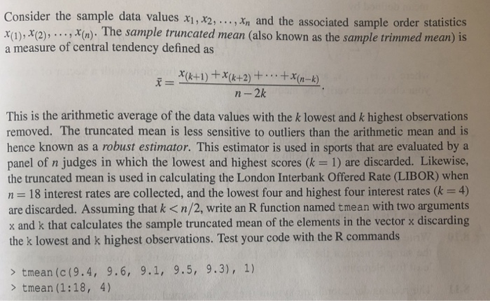 Consider the sample data values X1, X2, ..., Xn and | Chegg.com