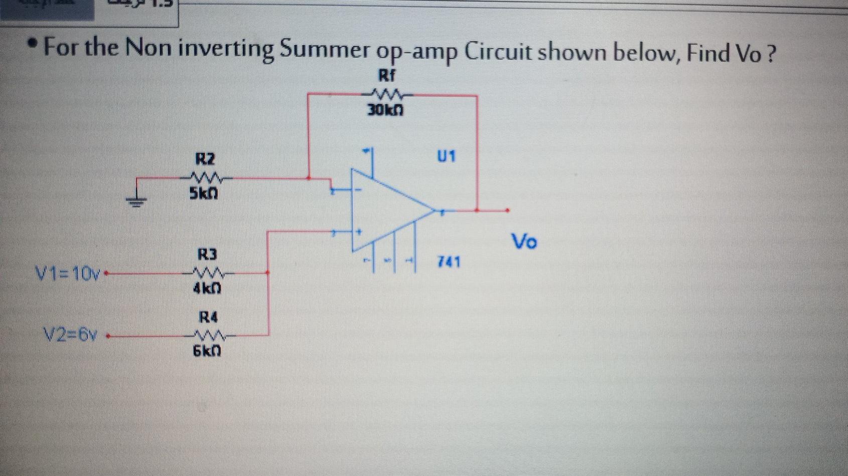 Solved . For the Non inverting Summer op-amp Circuit shown | Chegg.com