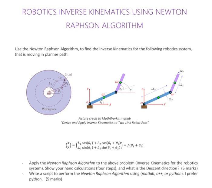 Solved ROBOTICS INVERSE KINEMATICS USING NEWTON RAPHSON | Chegg.com