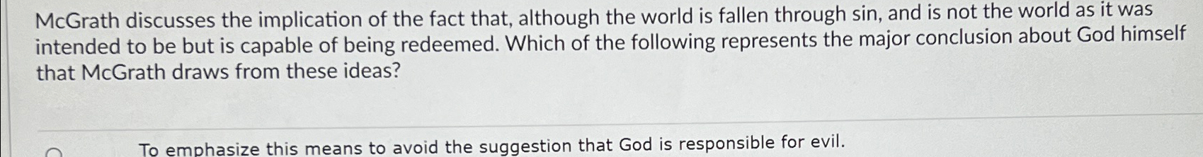 Solved McGrath discusses the implication of the fact that, | Chegg.com