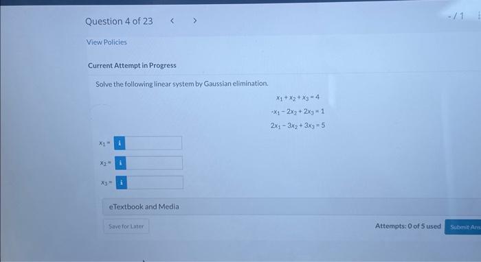 Solved Solve the following linear system by Gaussian | Chegg.com