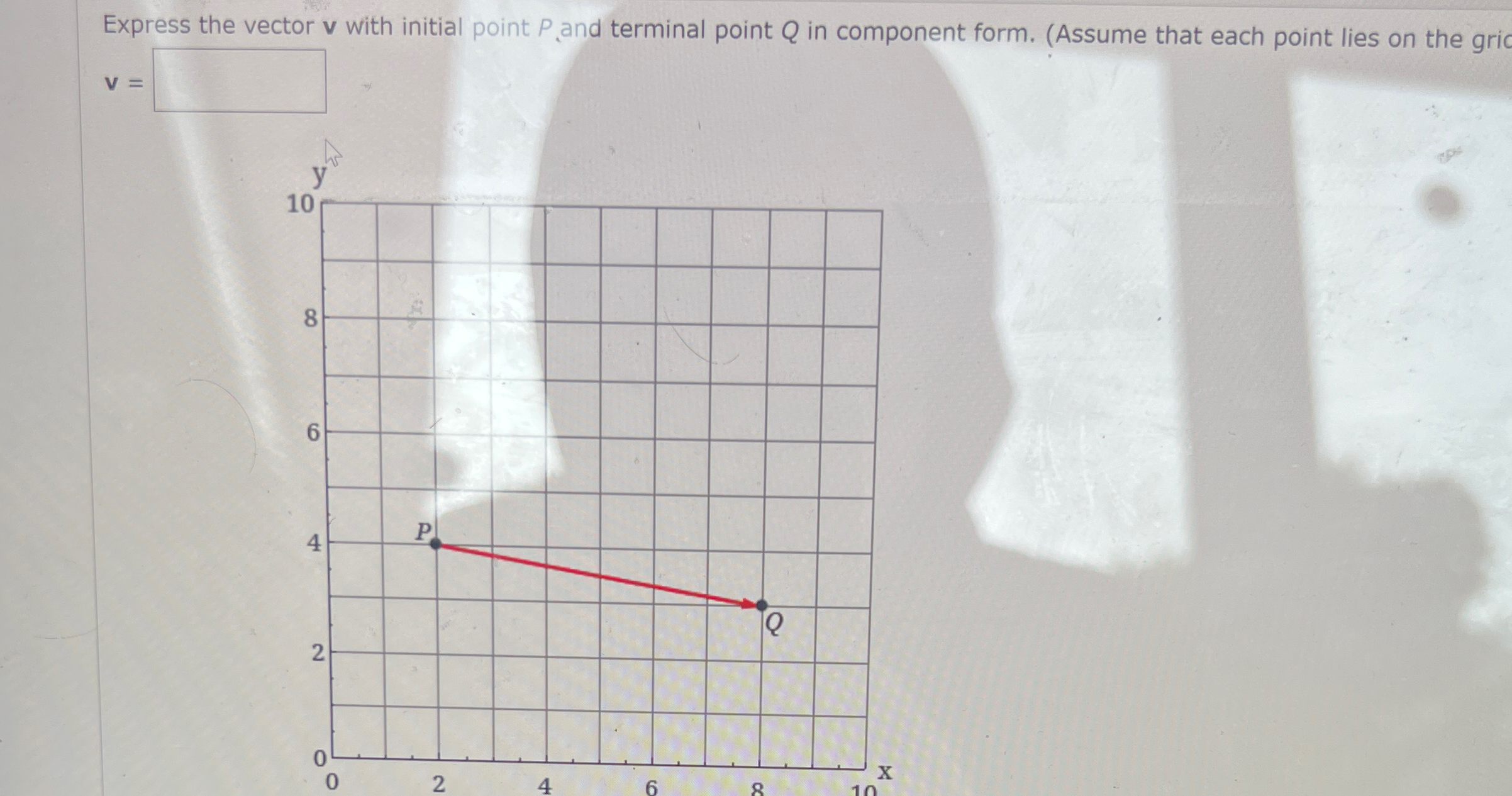 Solved Express the vector v ﻿with initial point P.and | Chegg.com
