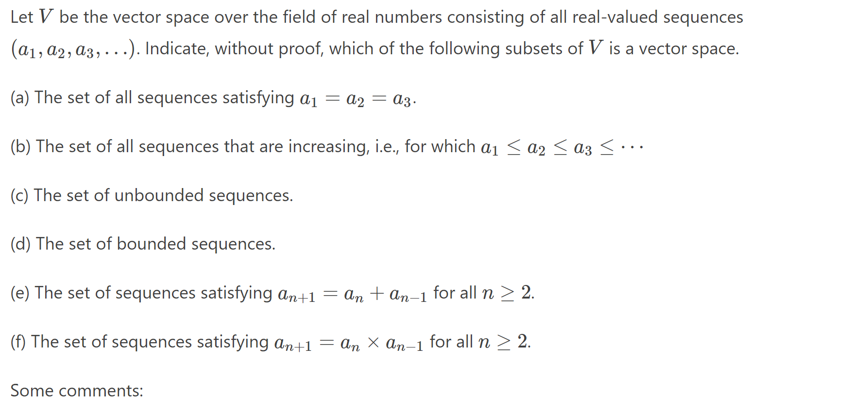 Solved Let V be the vector space over the field of real | Chegg.com