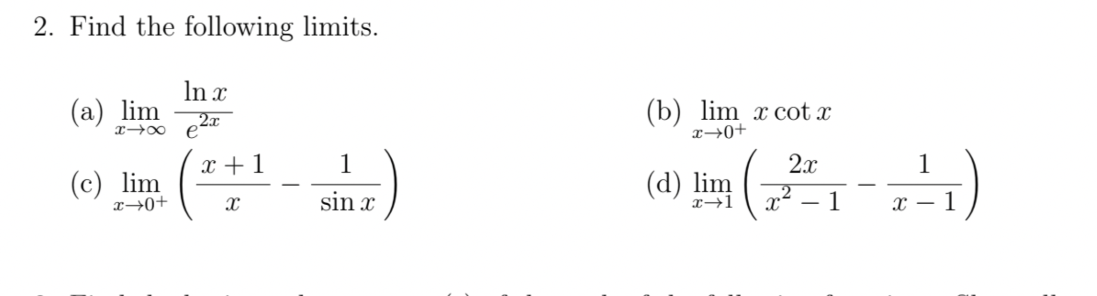 Solved Find the following limits. ﻿by using LHospital | Chegg.com