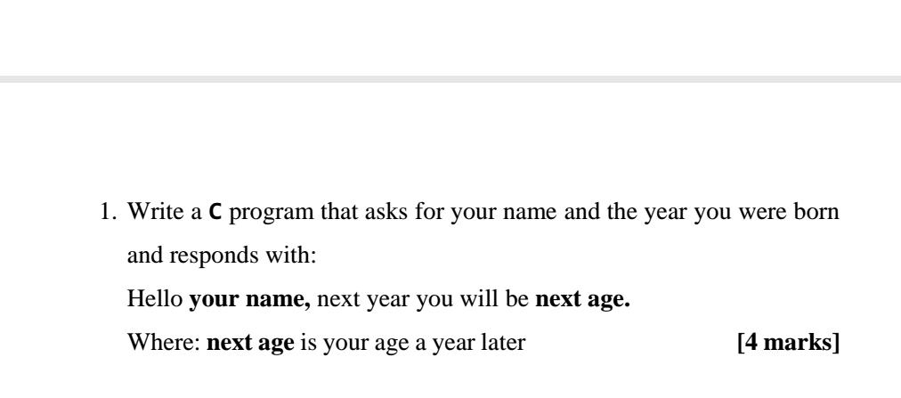 Solved Write a C program that asks for your name and the | Chegg.com