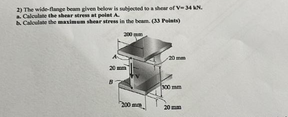 Solved The wide-flange beam given below is subjected to a | Chegg.com