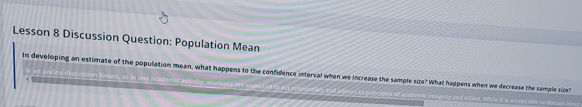 Solved Lesson 8 Discussion Question: Population Mean In | Chegg.com