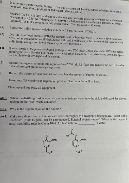 A flow chart showing eugenol, sodium salt of eugenol | Chegg.com