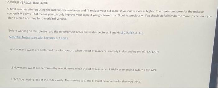Solved Submit another attempt using the makeup version below | Chegg.com