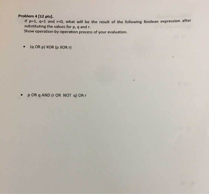 Solved Problem 4 [12 pts). If p=1, q=1 and r=0, what will be | Chegg.com