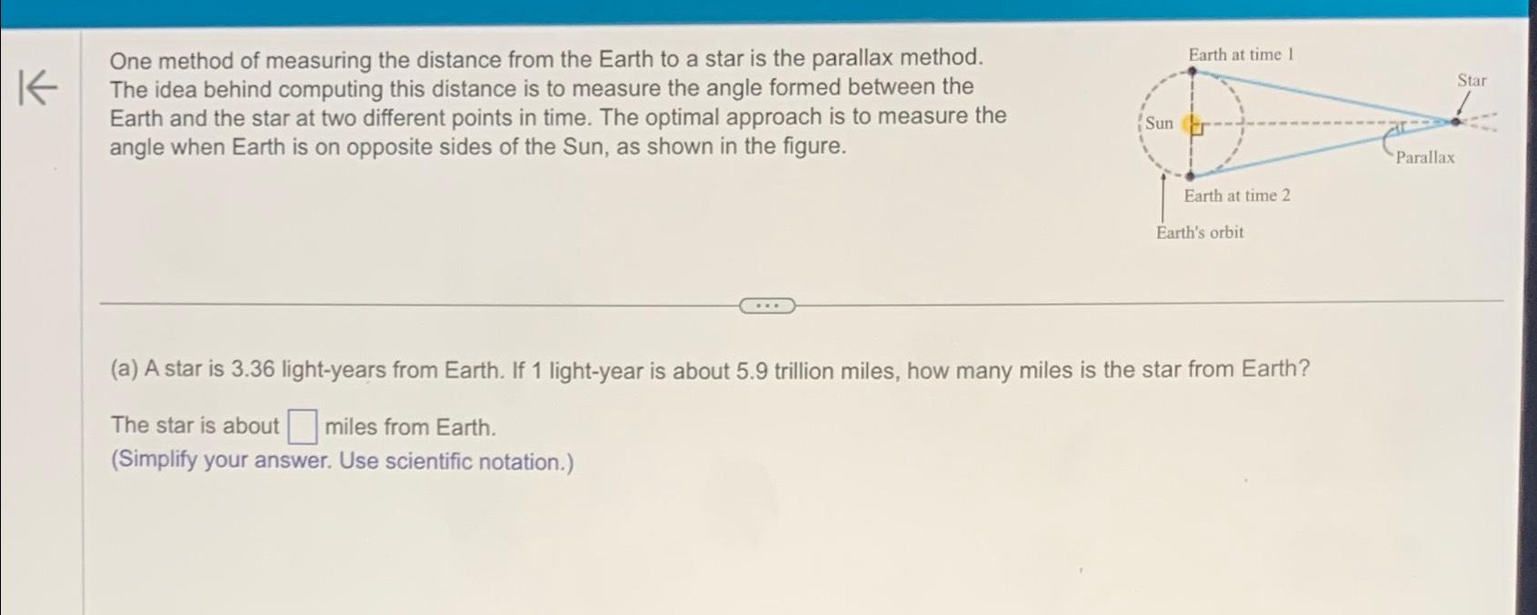 Solved One method of measuring the distance from the Earth | Chegg.com