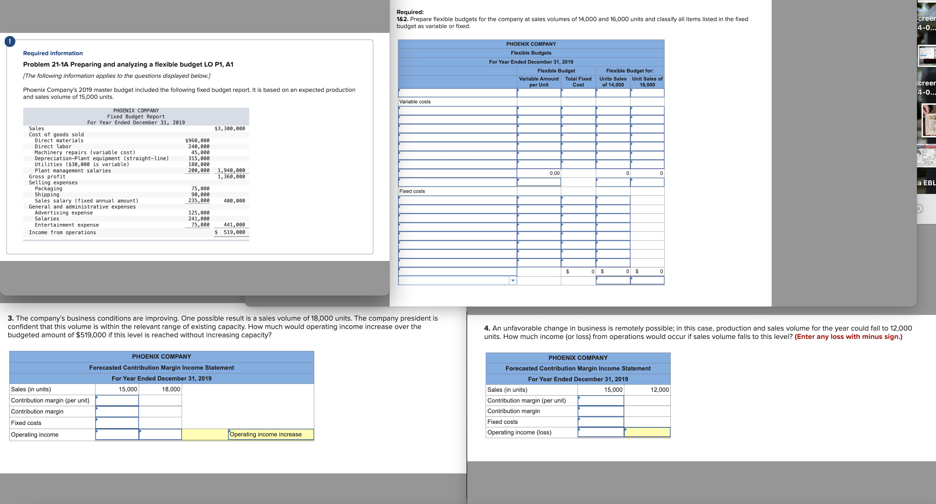 Solved Problem 21-1A Preparing and analyzing a flexible | Chegg.com