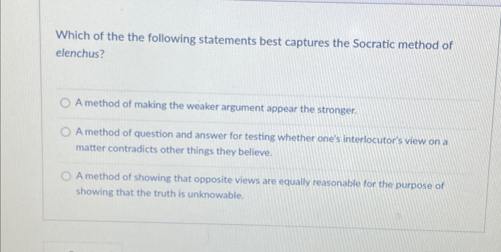 Solved Which of the the following statements best captures | Chegg.com