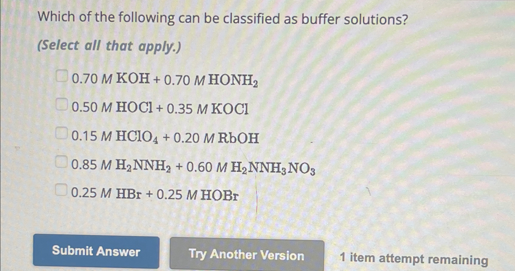 Solved Which of the following can be classified as buffer | Chegg.com