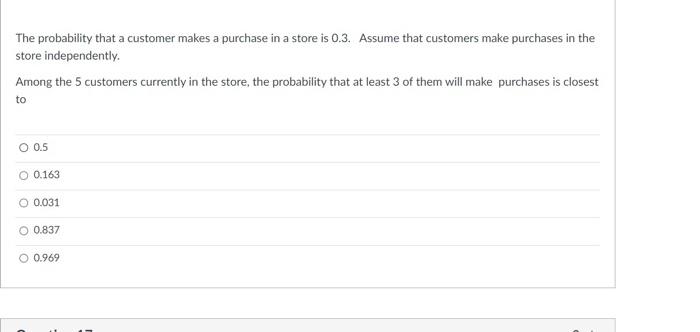 Solved a The probability that a customer makes a purchase in | Chegg.com