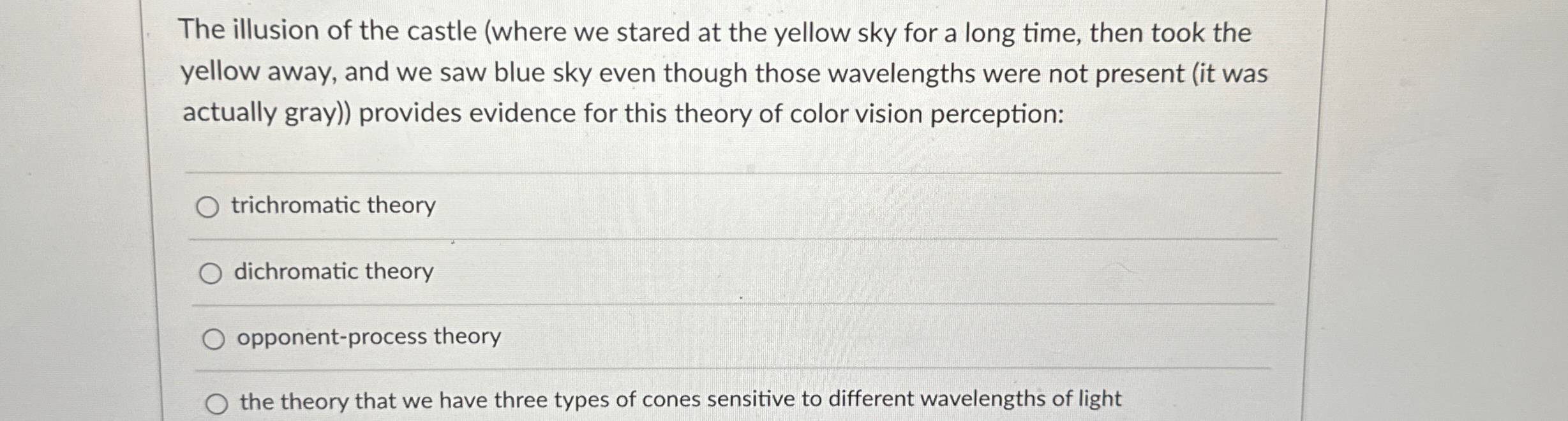 Solved The illusion of the castle (where we stared at the | Chegg.com