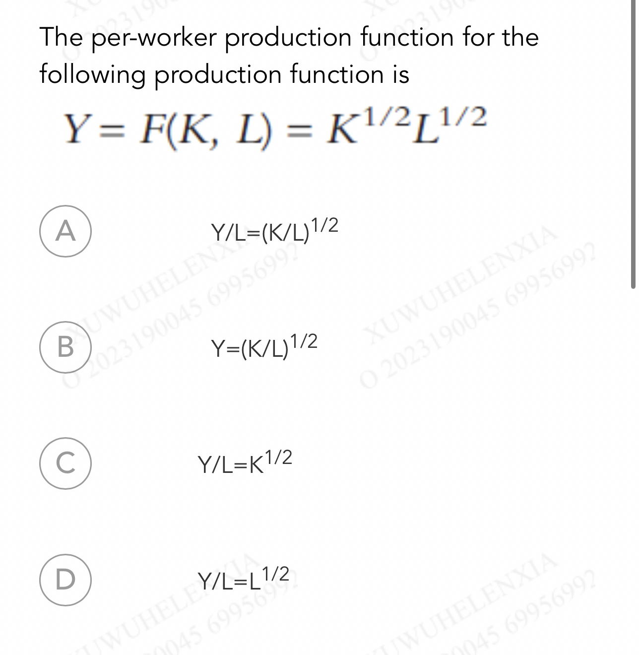 Solved The per-worker production function for the following | Chegg.com