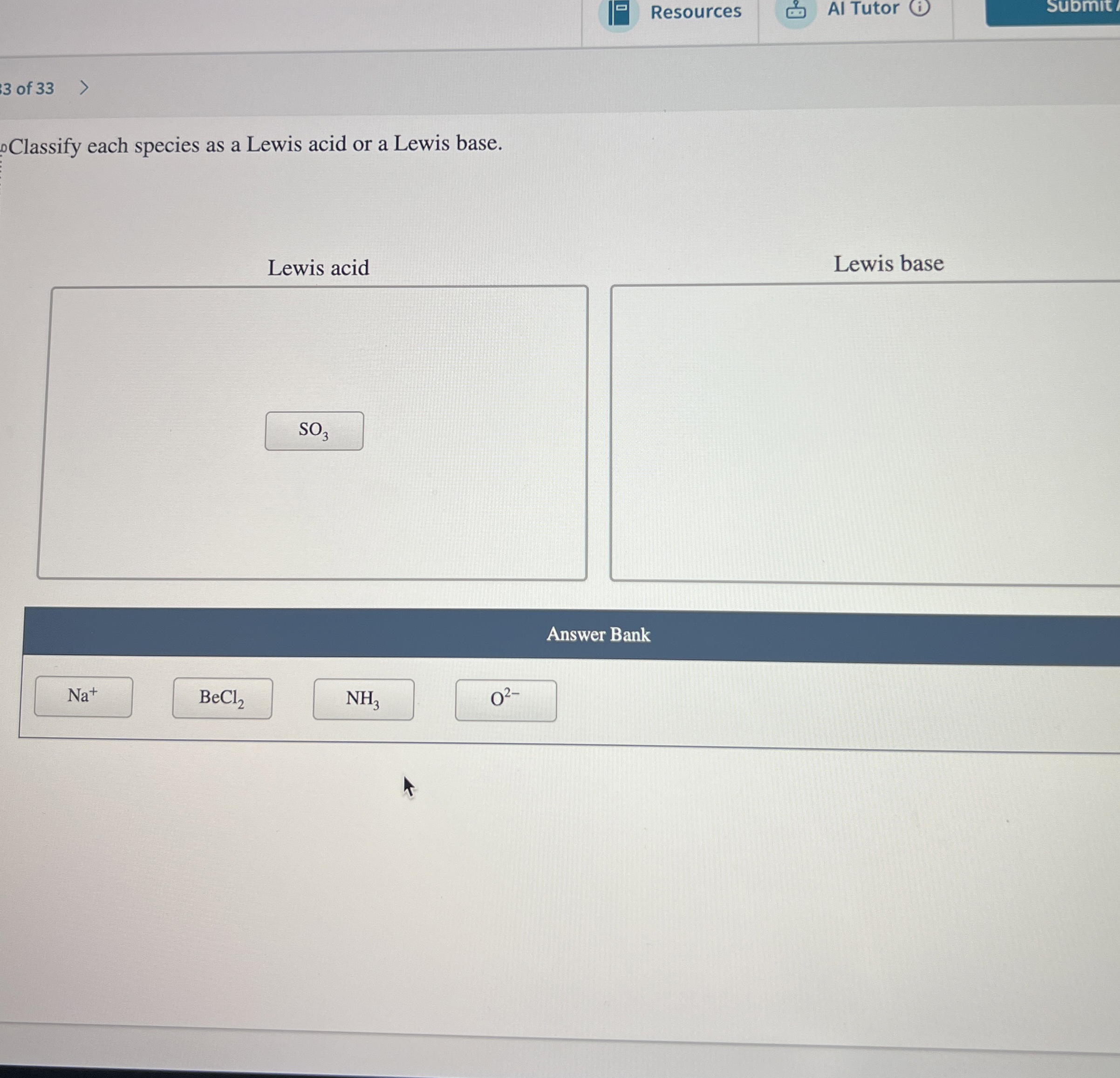 Solved ° ﻿Classify each species as a Lewis acid or a Lewis | Chegg.com
